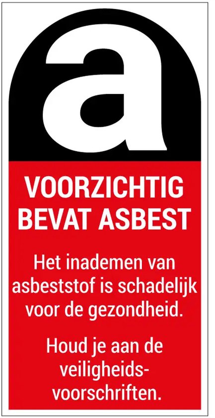 Voorzichtig bevat asbest sticker - 20 x 10 cm | bol