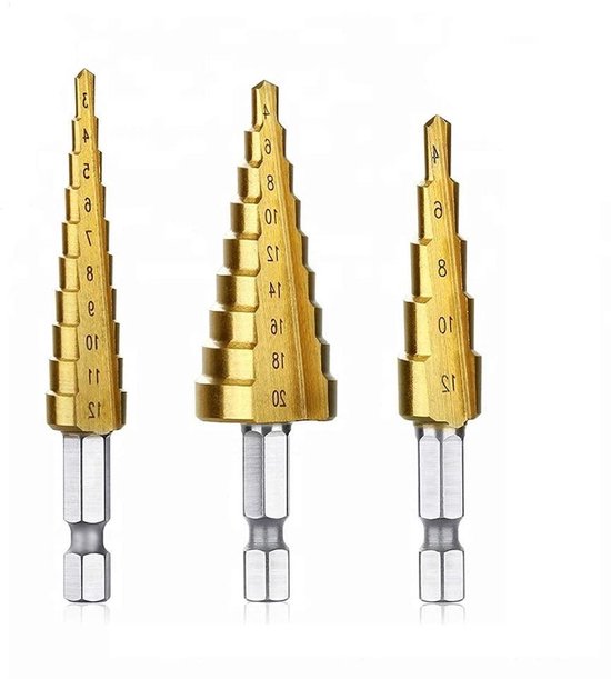 Allecto Premium - Hoge Snelheid Staal Titanium Stap Boor Set - 3-12mm 4 ...