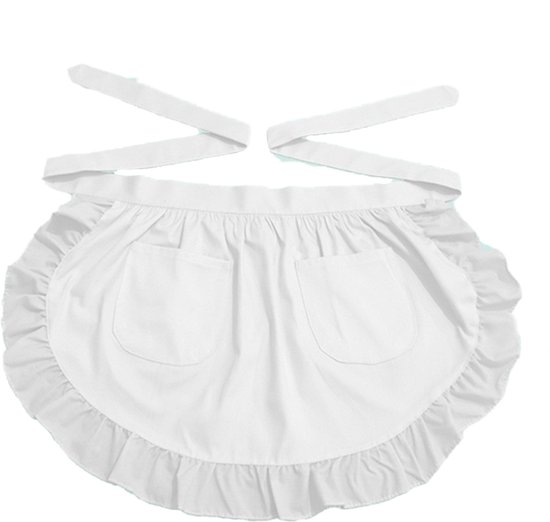 Wit Tailleschort Verstelbaar Klein Half Schort - Sloof Kort Met Zakken ...
