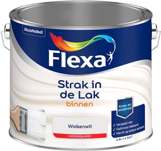 Flexa - Strak in de Lak Binnenlak Hoogglans - Wolkenwit - Mengverf - 2. ...