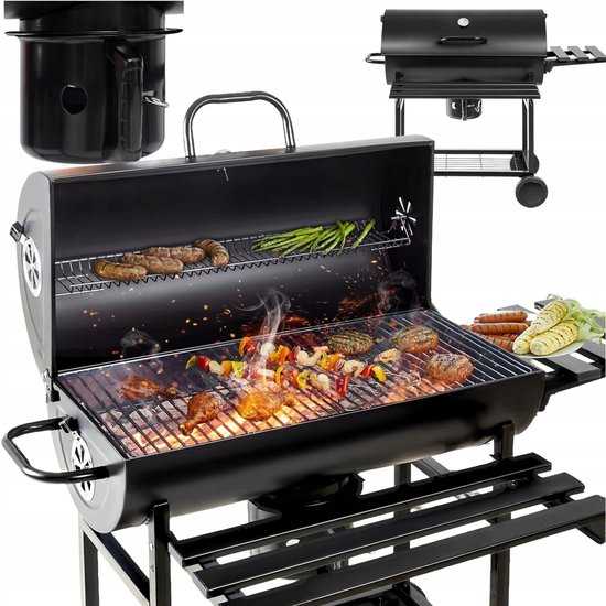Grote XL Houtskool BBQ Grill met Deksel, Wielen en Thermometer | bol
