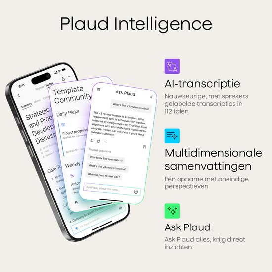 PLAUD - Note Pro Black - LLM Empowered AI Voice Recorder - 64 gb intern ...
