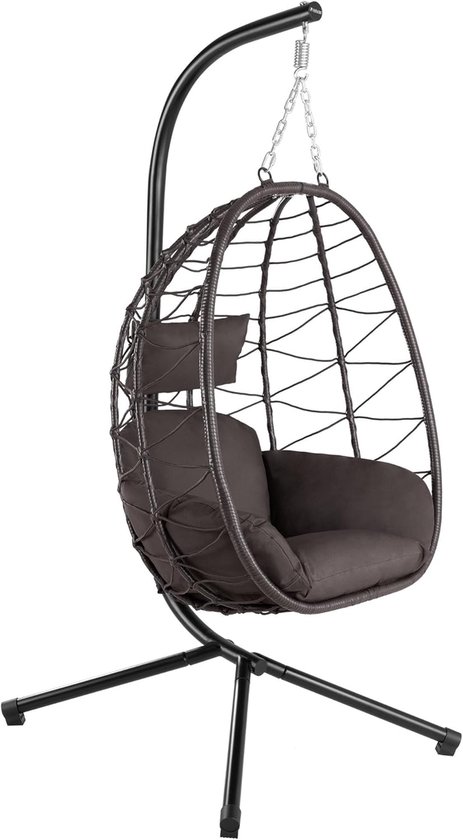 Zwevende Hangstoel met Frame | Bruin | Hangschommel voor Binnen en ...