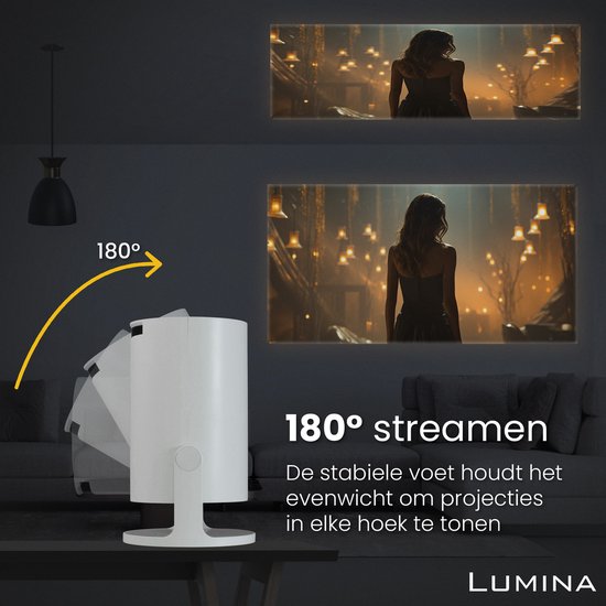 Lumina Pro Mini Beamer 2025 - 4K-ondersteuning - WiFi 6 - Bluetooth 5.2 ...