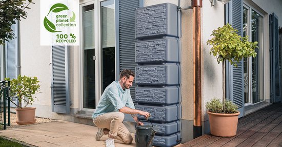 Regenton Slim - Stone Decor - 350 Liter - Antraciet | bol