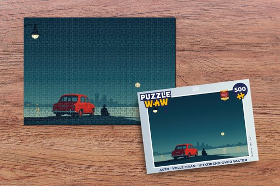 Puzzel Auto - Volle maan - Uitkijkend over water - Legpuzzel - Puzzel ...