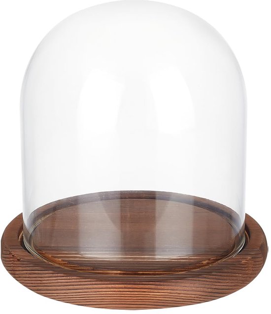 Cloche Dome 14x13cm - Glas Met Houten Basis voor Bloem Craft | bol