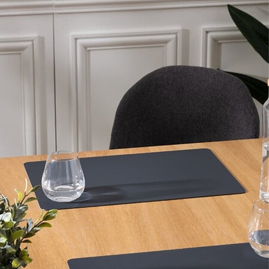 Secret de Gourmet tafel placemat - 12x - PU-leer/leer look - grijs - 45 ...