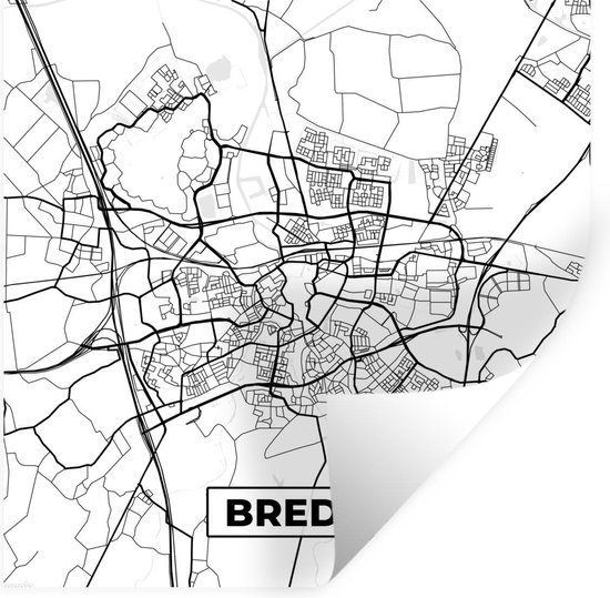 Muurstickers - Sticker Folie - Kaart - Breda - Zwart - Wit - 30x30 cm ...