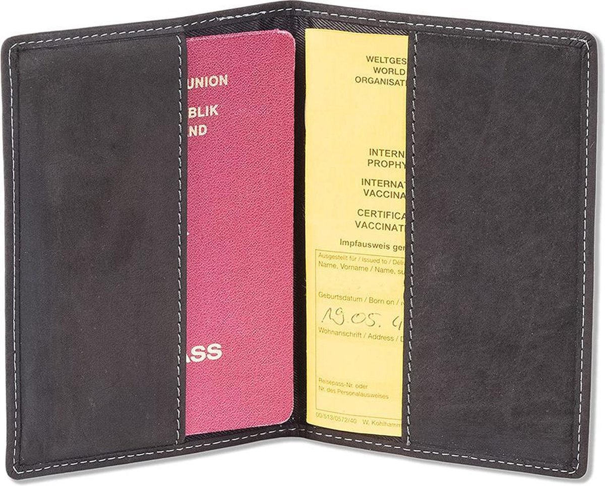 Woodland Leren Etui voor Paspoort en Gele Boekje - Grijs / Antraciet ...