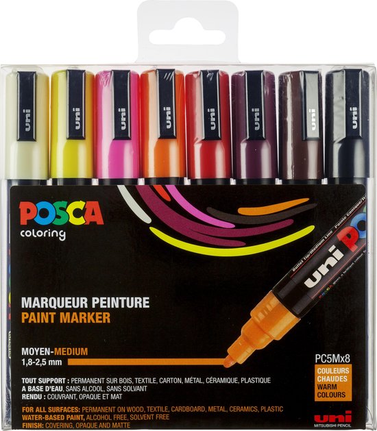Uni Posca Stiften Warm Colors PC5M 2.5 mm lijn | bol