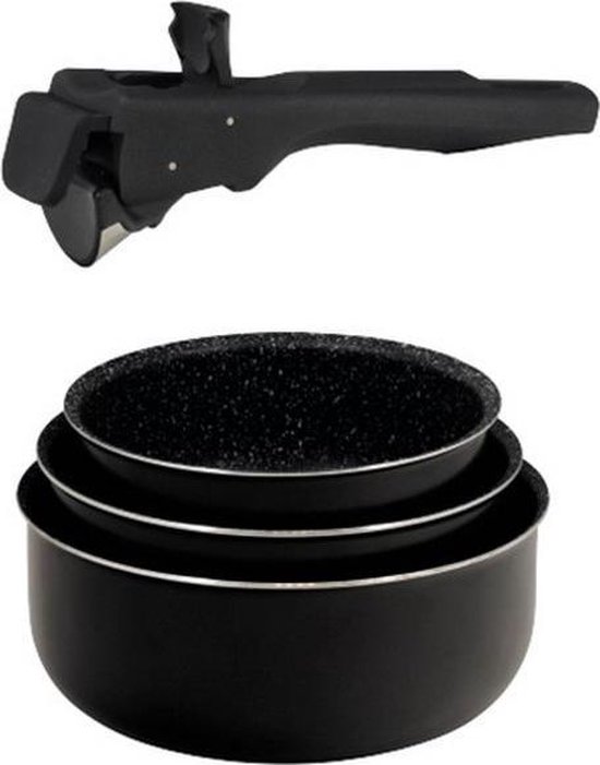 Pottenset Bergner Click & Cook Zwart Gehard aluminium (3 pcs) | bol.com