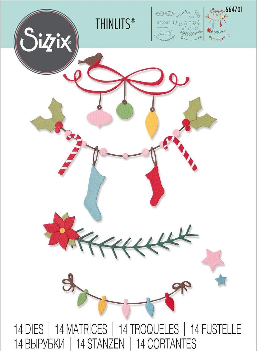 Sizzix Thinlits Snijmal Set - Christmas Borders - 14 stuks | bol.com