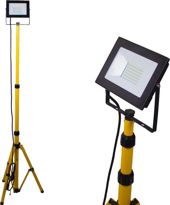 Enkele LED Bouwlamp 1x 50W op statief | 4500K - Daglicht wit | bol