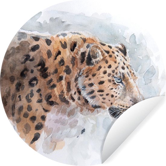 WallCircle - Muurstickers - Behangcirkel - Panter - Waterverf - Dieren - 80x80 cm -... | bol