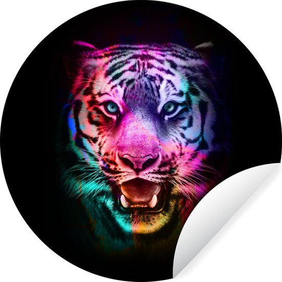 WallCircle - Muurstickers - Behangcirkel - Tijger - Kleur - Dieren - ⌀ 140 cm -... | bol