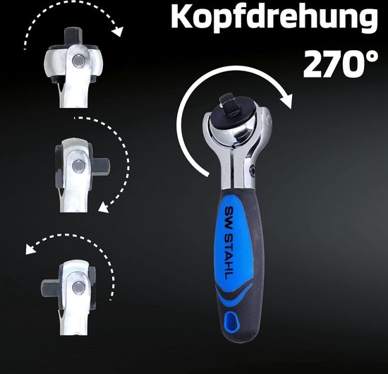 SW-Stahl 05715L omschakelbare ratel 1/4 inch I 270 graden draaibare kop ...