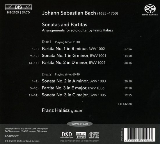 Franz Halász - J.S. Bach: Sonatas And Partitas (Arr. For Guitar) (2 CD ...