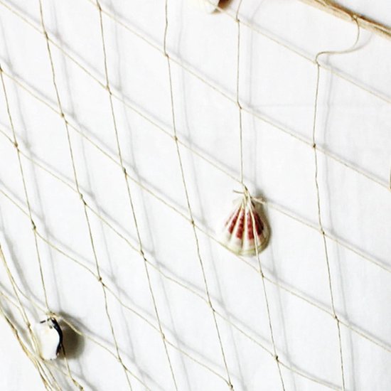 Visnet met schelpen ter decoratie, foto-net om op te hangen, maritieme ...