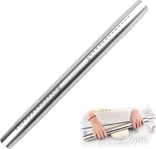 Roestvrijstalen deegroller voor bakken, 44,5 cm lengte | bol