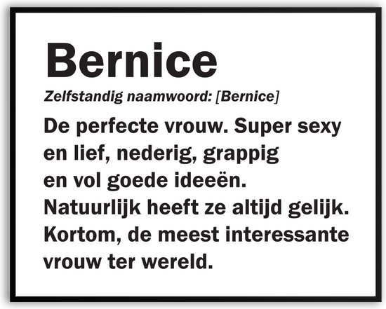 Bernice betekenis Grappig Fotolijst met glas 30 x 40 cm - Cadeau - Kado ...