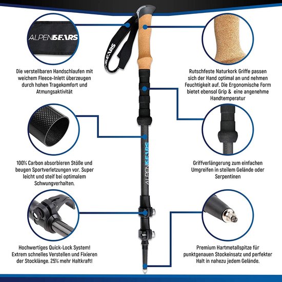 Wandelstokken & Nordic Walking stokken - telescopische wandelstok met ...