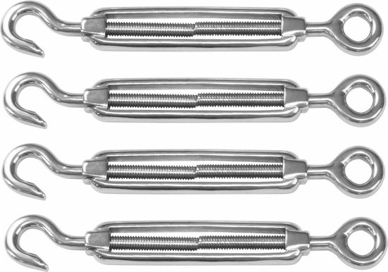 AMIG Spanschroeven/draadspanner met haak/oog - 4x - 11cm - 316L RVS ...