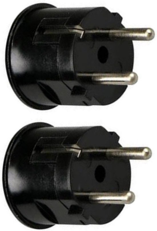 Haakse Stekker met Randaarde - 16A 230V - Zwart - Per 2 stuks | bol