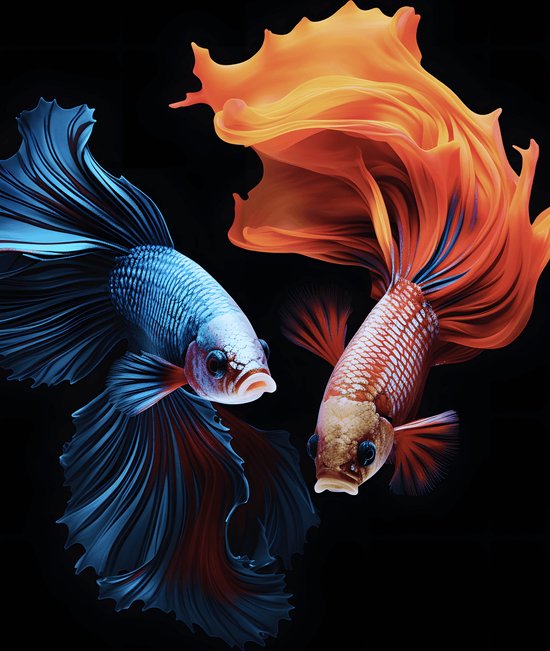 Betta Splendens Poster | Betta Rood Blauw | Siamese Kempvis Poster ...