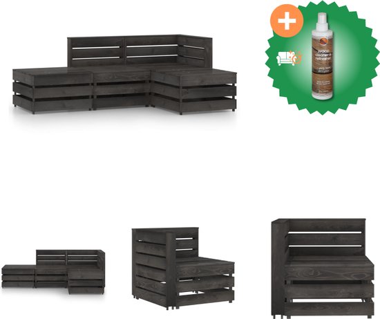 vidaXL Pallet Loungeset - Hoekbank 69x70x66cm - Middenbank 60x70x66cm ...