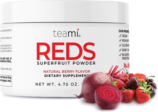 Teami Reds Superfruit Poeder – 135g | Met Rode Biet, Kersen, Aardbei ...