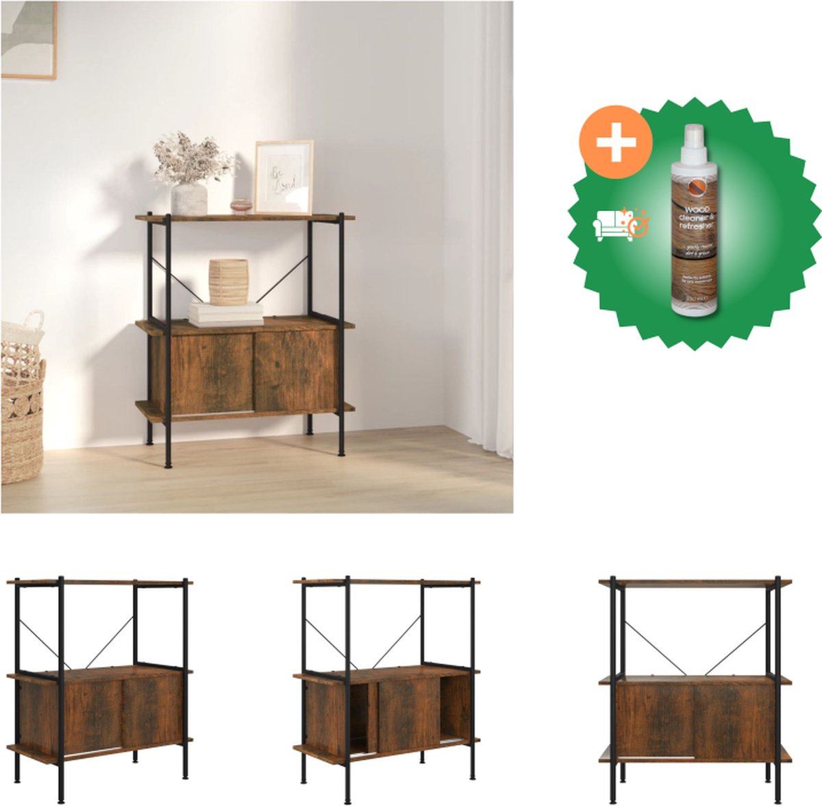 vidaXL Rek Opbergkast - 80x40x92 cm - Donkerbruin/Zwart - Sterke Stalen ...