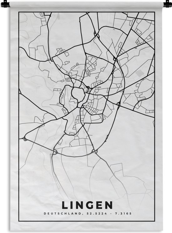 Wandkleed - Wanddoek - Lingen - Plattegrond - Kaart - Stadskaart ...