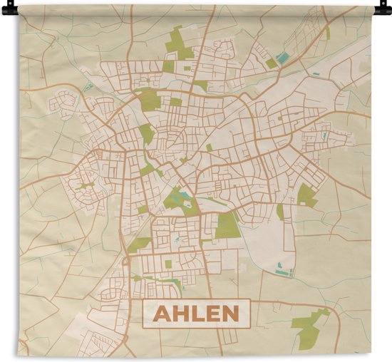 Wandkleed - Wanddoek - Plattegrond - Ahlen - Vintage - Kaart ...