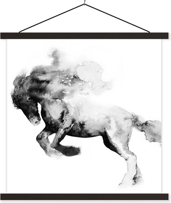 Posterhanger incl. Poster 120x120 cm - Schoolplaat - Schilderij - Paard - Dieren -... | bol