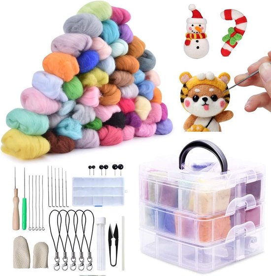 Naaldvilt-set, 40 kleuren, vilten, wol, viltwol, naaldvilt pakket ...