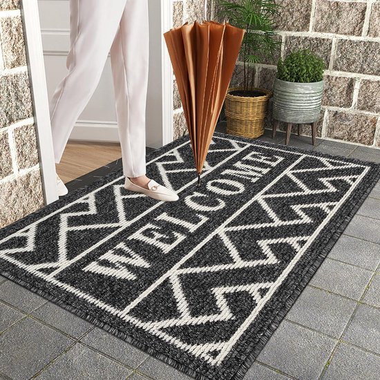 Mat, 60 x 90 cm, zwart, wasbare deurmat binnen en buiten antislip ...