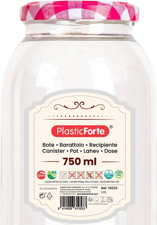 Plasticforte Weckpot/inmaakpot Classic - 750ml - kunststof ...