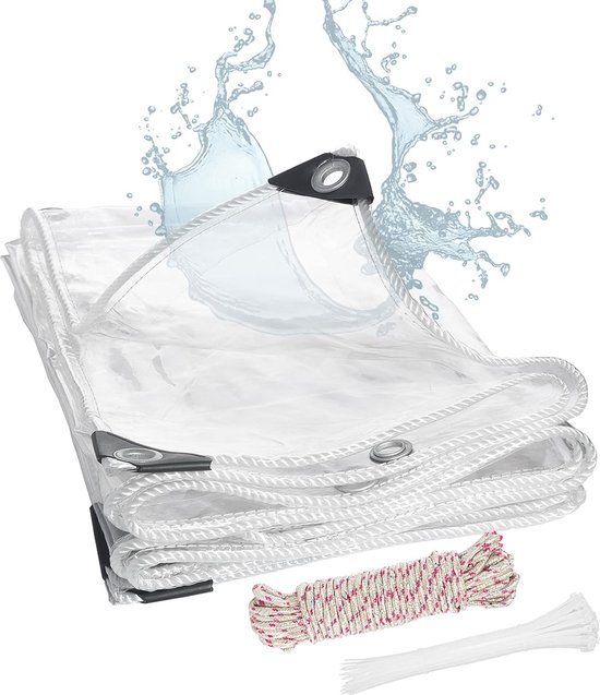 Transparant zeil met oogjes, waterdicht dekzeil van 420 g/m² pvc ...