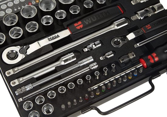 Dopsleutelset 1/4 + 1/2 inch, met ratel in koffer, 60-delig | bol