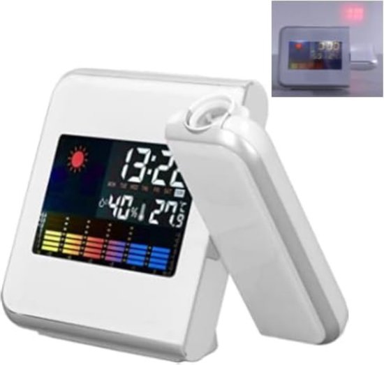 Wekkerradio met Projectie - Digitale Wekker - Digitale Klok - Wit|Grijs ...