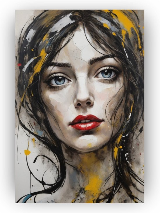 Vrouw Jackson Pollock stijl schilderij - Vrouw schilderij - Schilderij ...