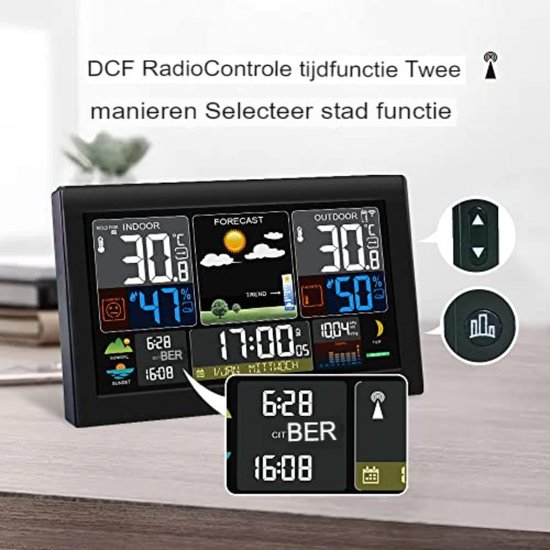 Station météo capteur extérieur sans fil - Station météo avec capteur extérieur - Zwart | bol