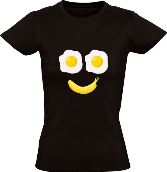 Good morning smiley Dames T-shirt - ei - banaan - gezond - ontbijt ...
