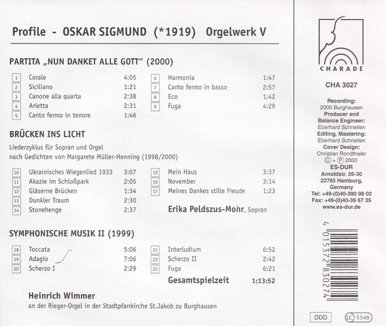 Profile Orgelwerke V - Oskar Sigmund - Heinrich Wimmer bespeelt het ...