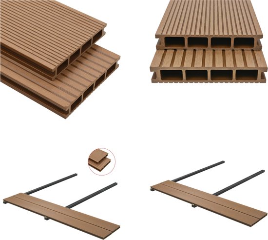 vidaXL Terrasplanken HKC met accessoires 10 m² 2-2 m teak - Terrasplank ...