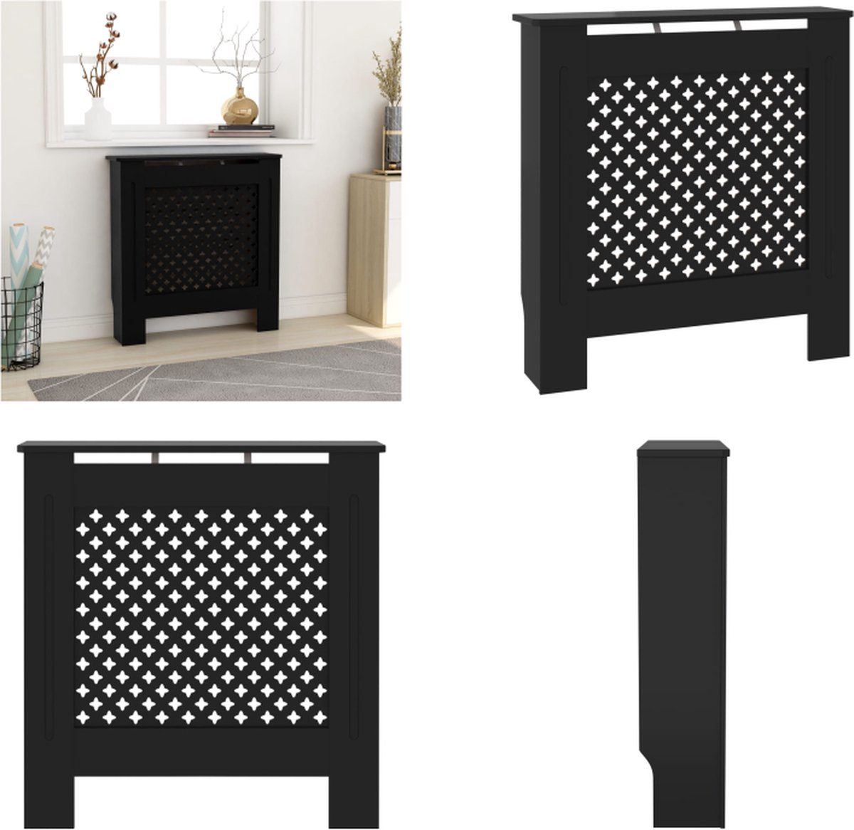 vidaXL Radiatorombouw 78 cm MDF zwart - Radiatorombouw ...