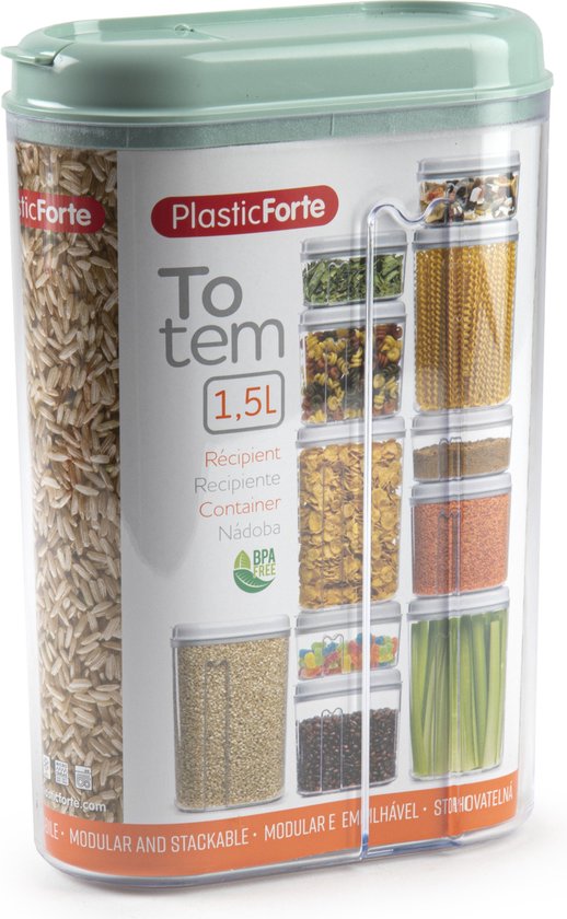 Plasticforte Voedselcontainers set - 4 stuks - beige/mint groen - 2350 ...