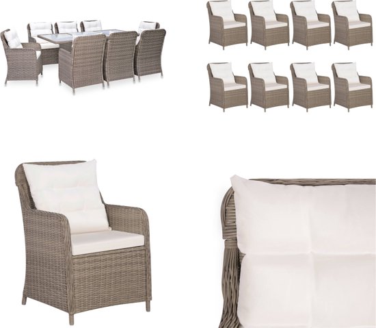 vidaXL 9-delige Tuinset poly rattan bruin - Tuintafel En Stoel ...