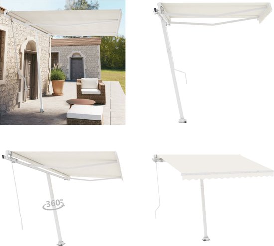 vidaXL Luifel vrijstaand automatisch 350x250 cm crèmekleurig ...